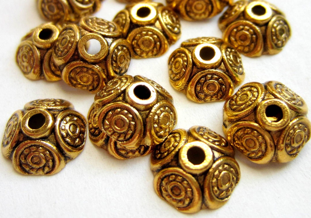 Metal Bead Caps Antique Gold 9mm X 4mm DIY Jewelry Supplies Qty 30 - Etsy