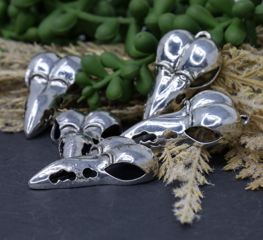 Silver Bird Skull Charms - Animal Skeleton DIY Jewelry Goth Wicca ...