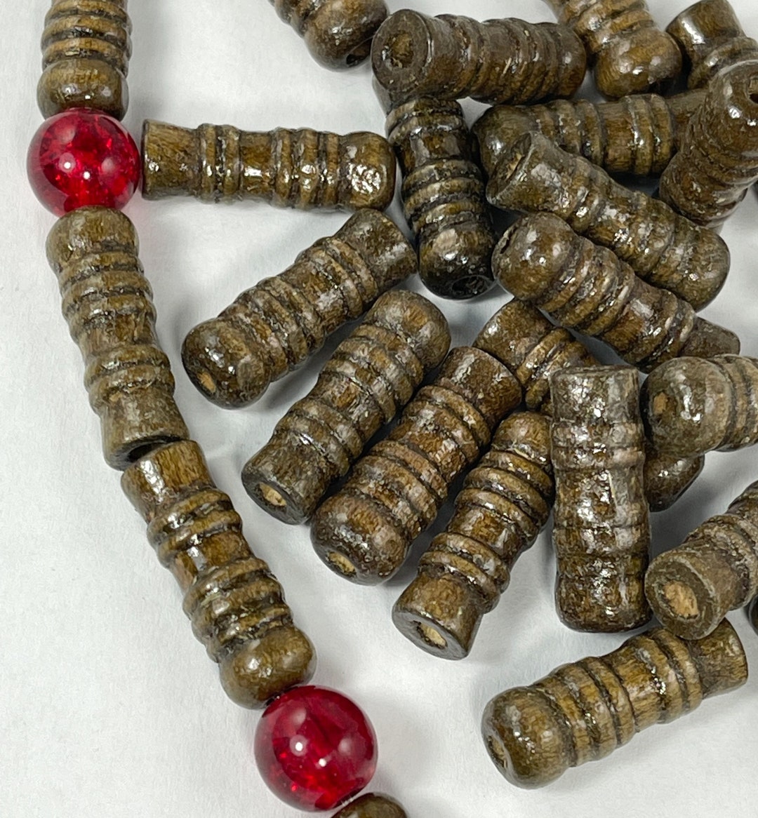 Patterned Wooden Beads, Natural Wood Beads, Diy Jewelry Making ...