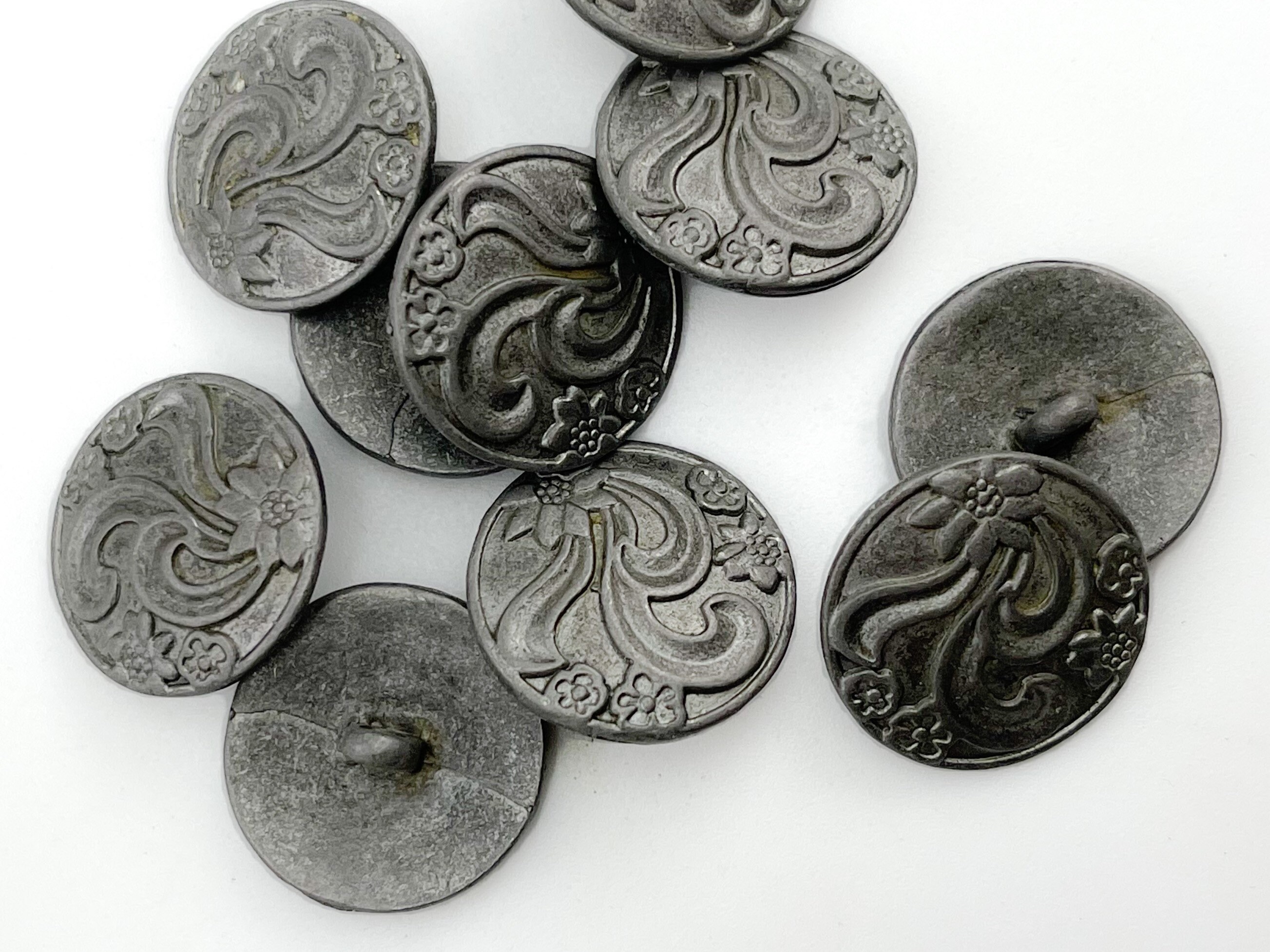 Metal Shank Buttons Antique Silver Dome Engraved Button 20mm - Etsy