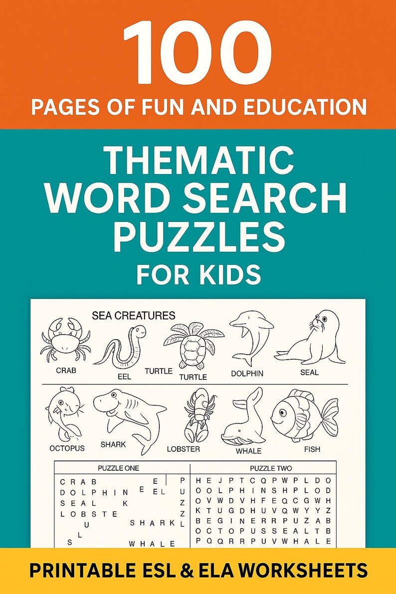Word Search Puzzles for Kids Printable | ESL Vocabulary Worksheets | No ...