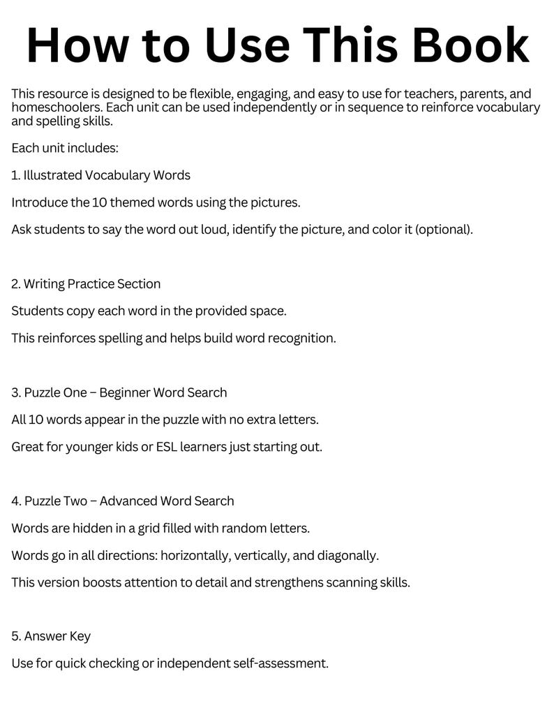 Word Search Puzzles for Kids Printable | ESL Vocabulary Worksheets | No ...