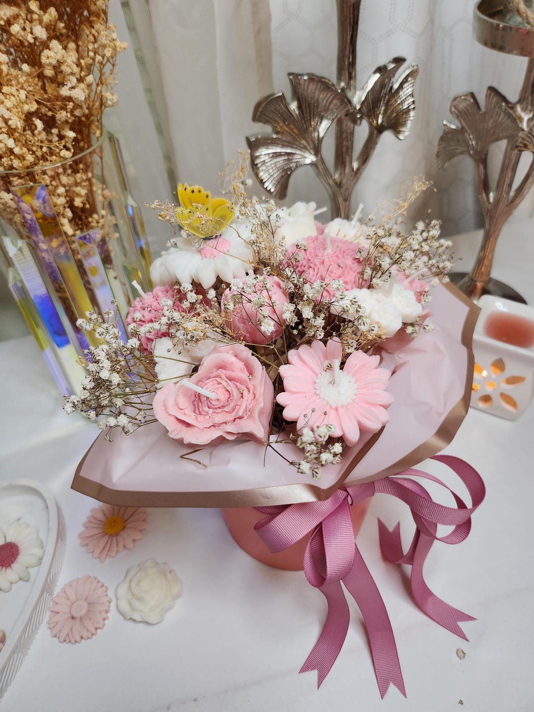 Candles Bouquet: Handmade Flower Candle - Etsy