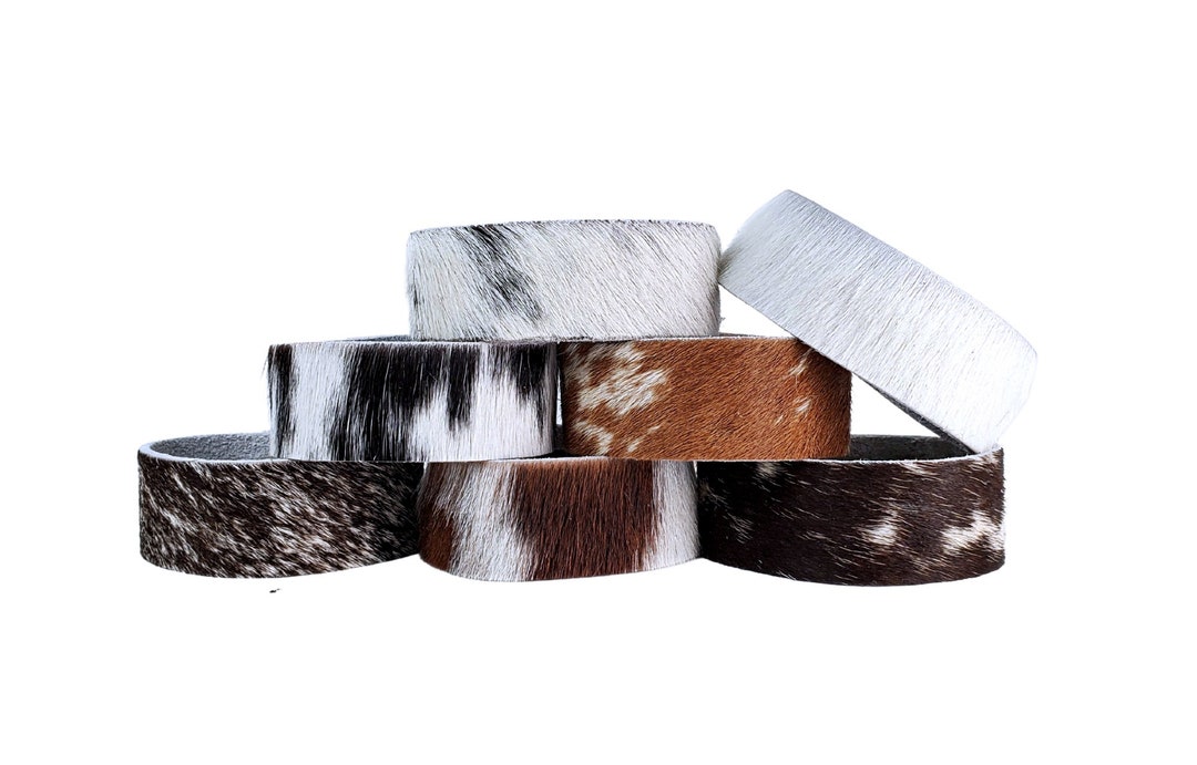 Slim Cowhide Bracelet – 5/8" Width - PACK OF 5- VARIETY Natural Hair on ...