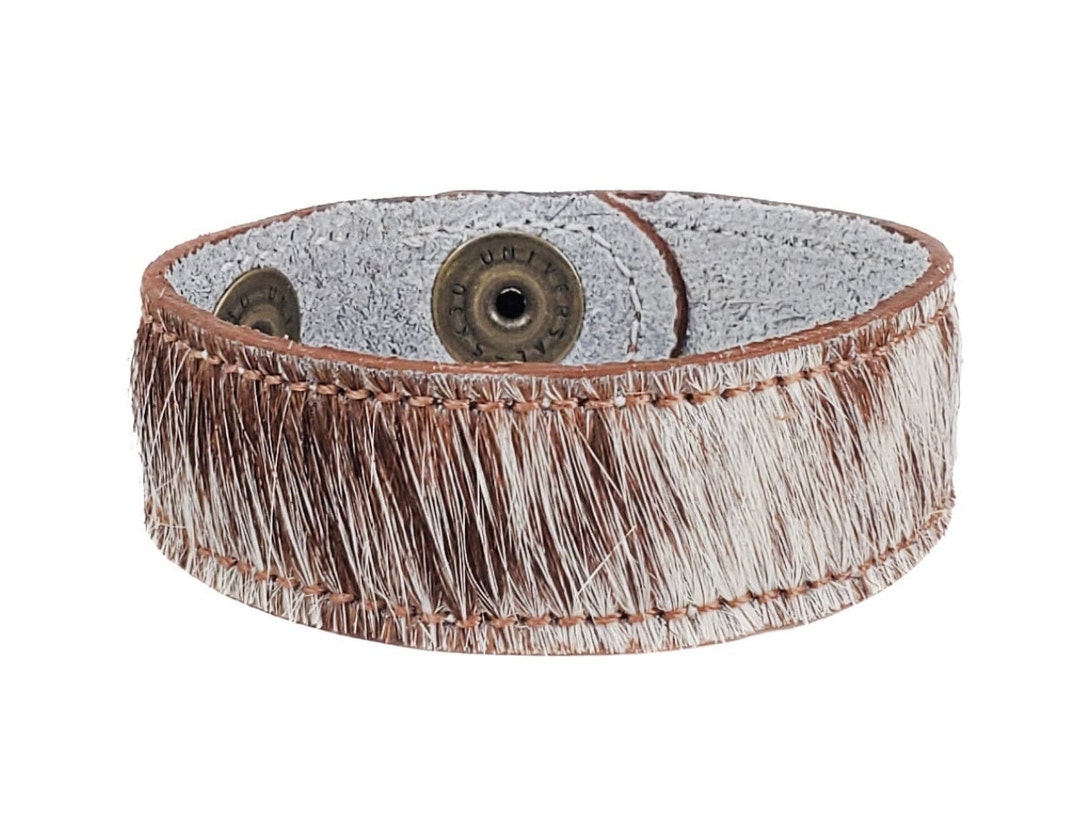 Natural Cowhide Bracelet: 1" Single Cuff, Hair on Hide - Etsy
