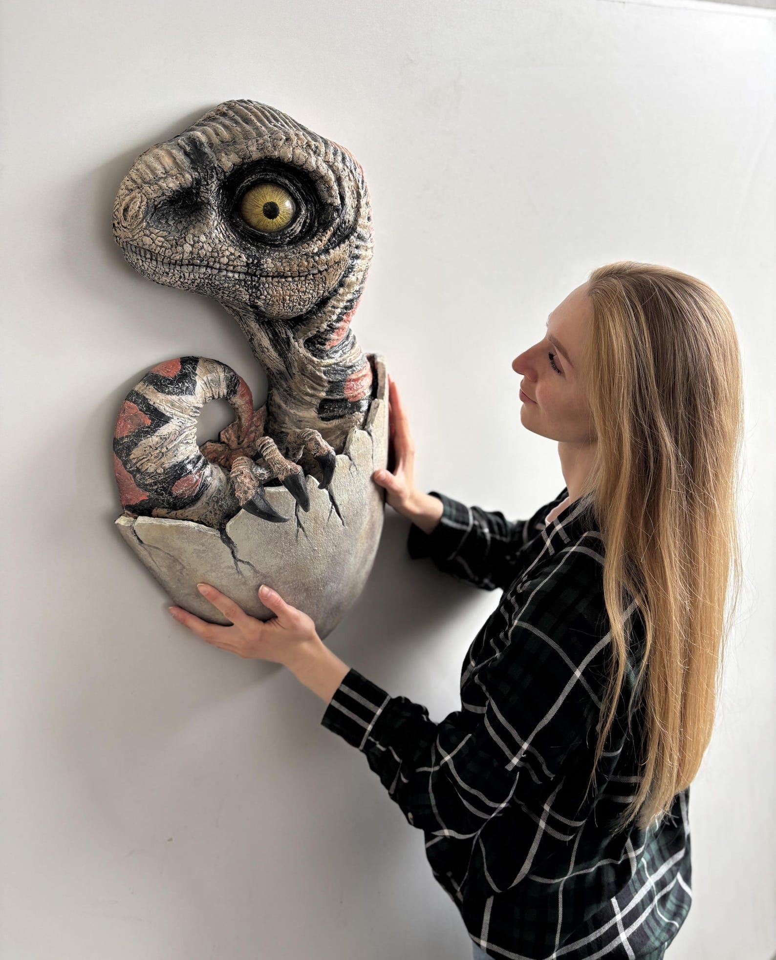 Life Size Velociraptor Bust - Prehistoric Dino in Egg Wall Art ...