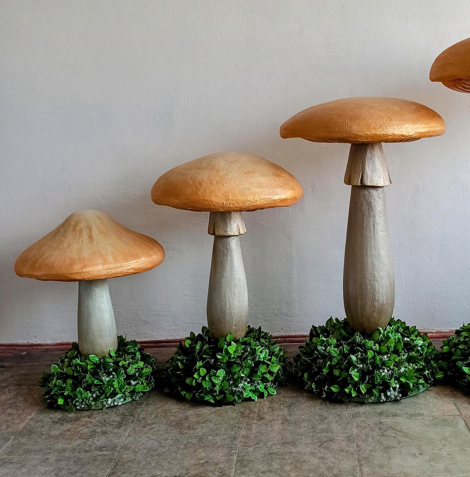 Set of 3 Giant Mushroom Sculptures 3, 4, 5ft With Flatter Caps – Unique ...