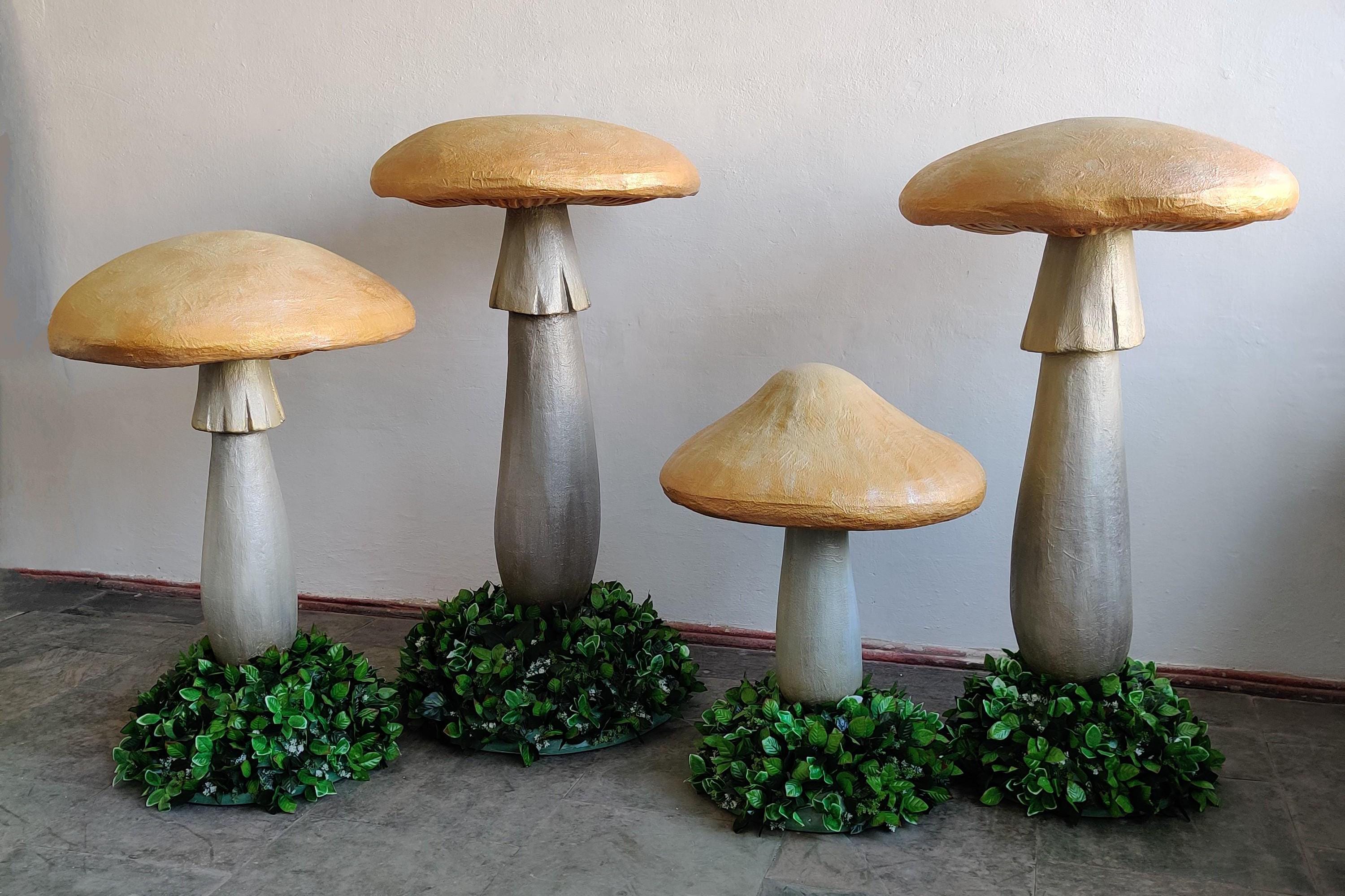 Set of 3 Giant Mushroom Sculptures 3, 4, 5ft With Flatter Caps – Unique ...