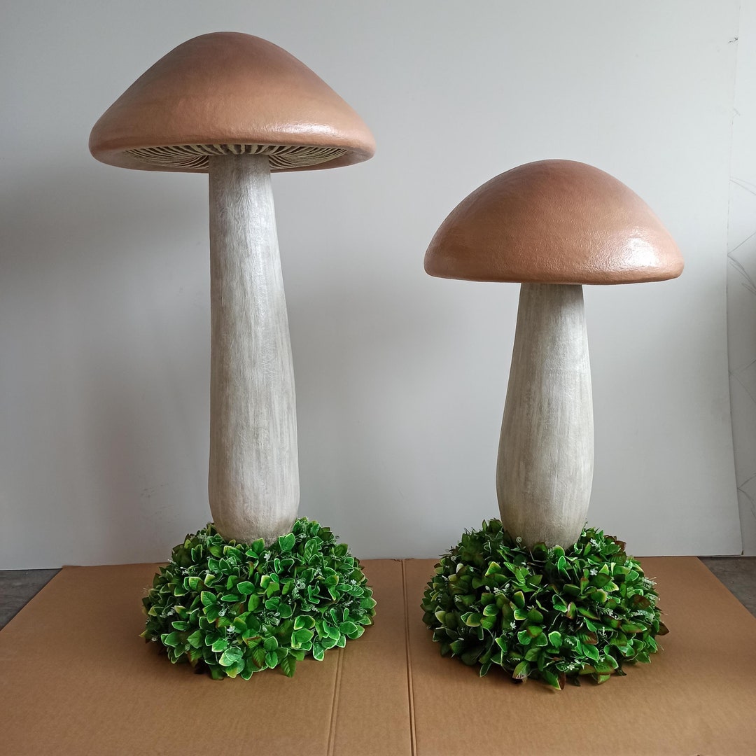 Set of 2 Giant Mushroom Sculptures (4ft & 5ft) – Fantasy Prop Decor for ...