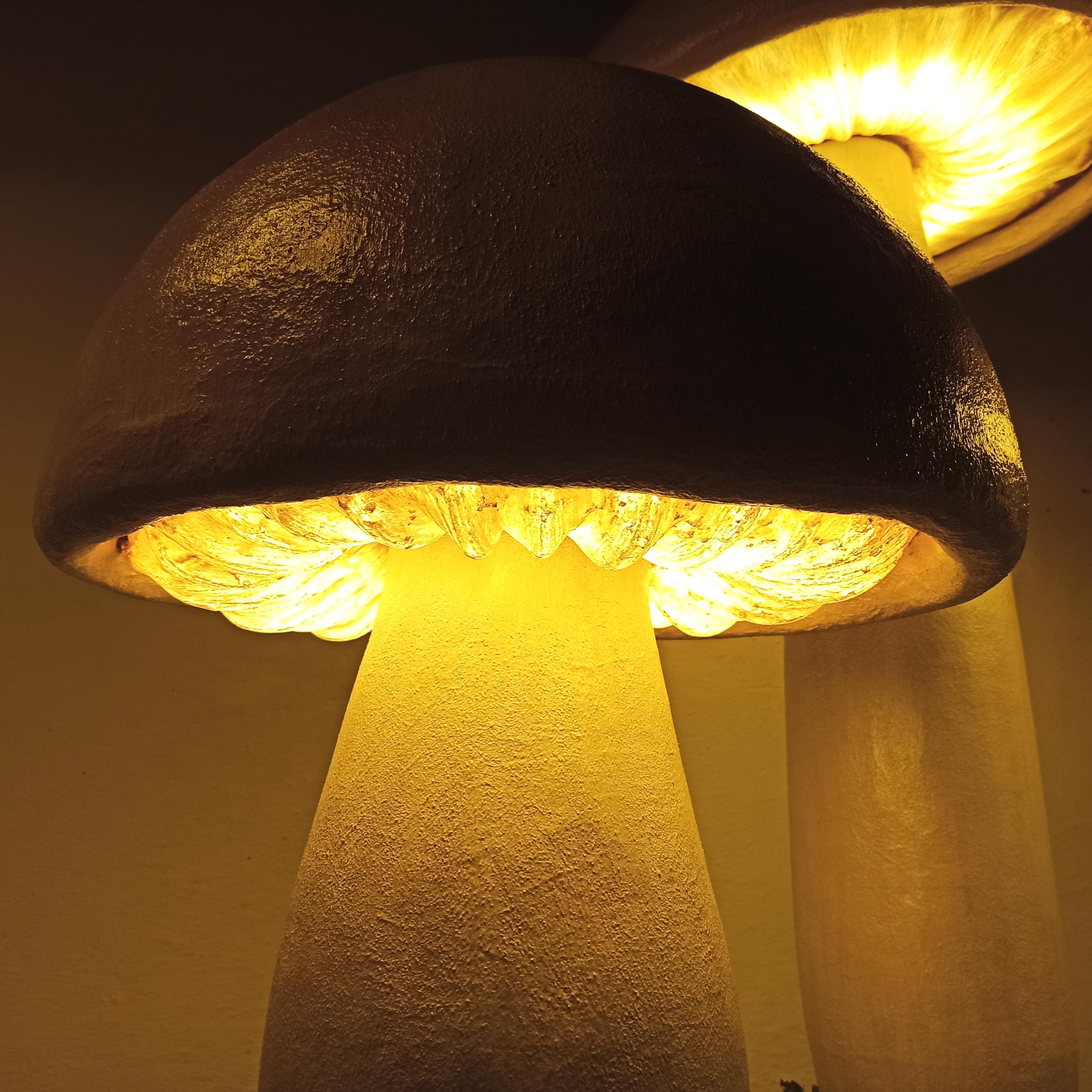 Set of 2 Giant Mushroom Sculptures (3ft & 4ft) With Optional LED ...