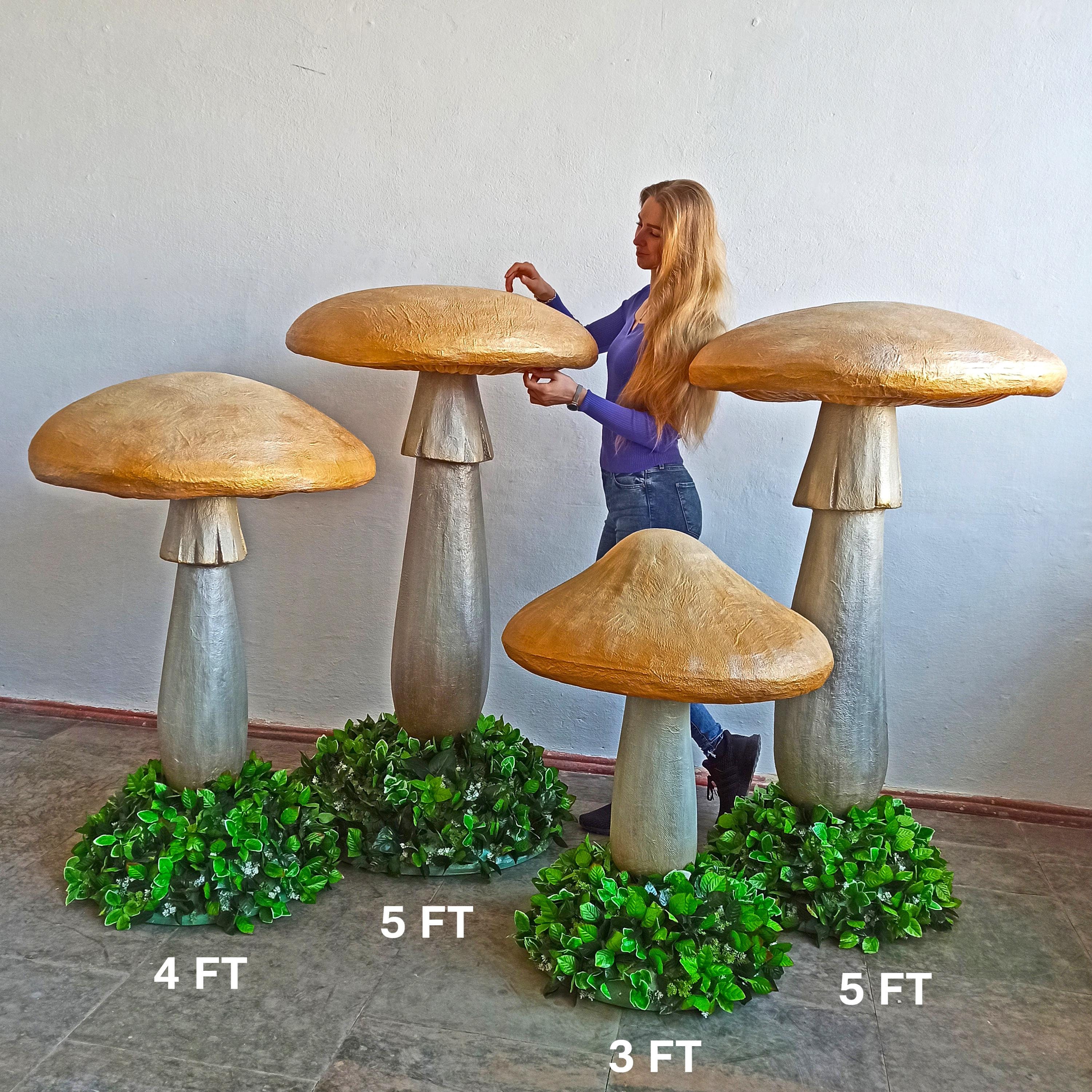 Set of 3 Giant Mushroom Sculptures 3, 4, 5ft With Flatter Caps – Unique ...