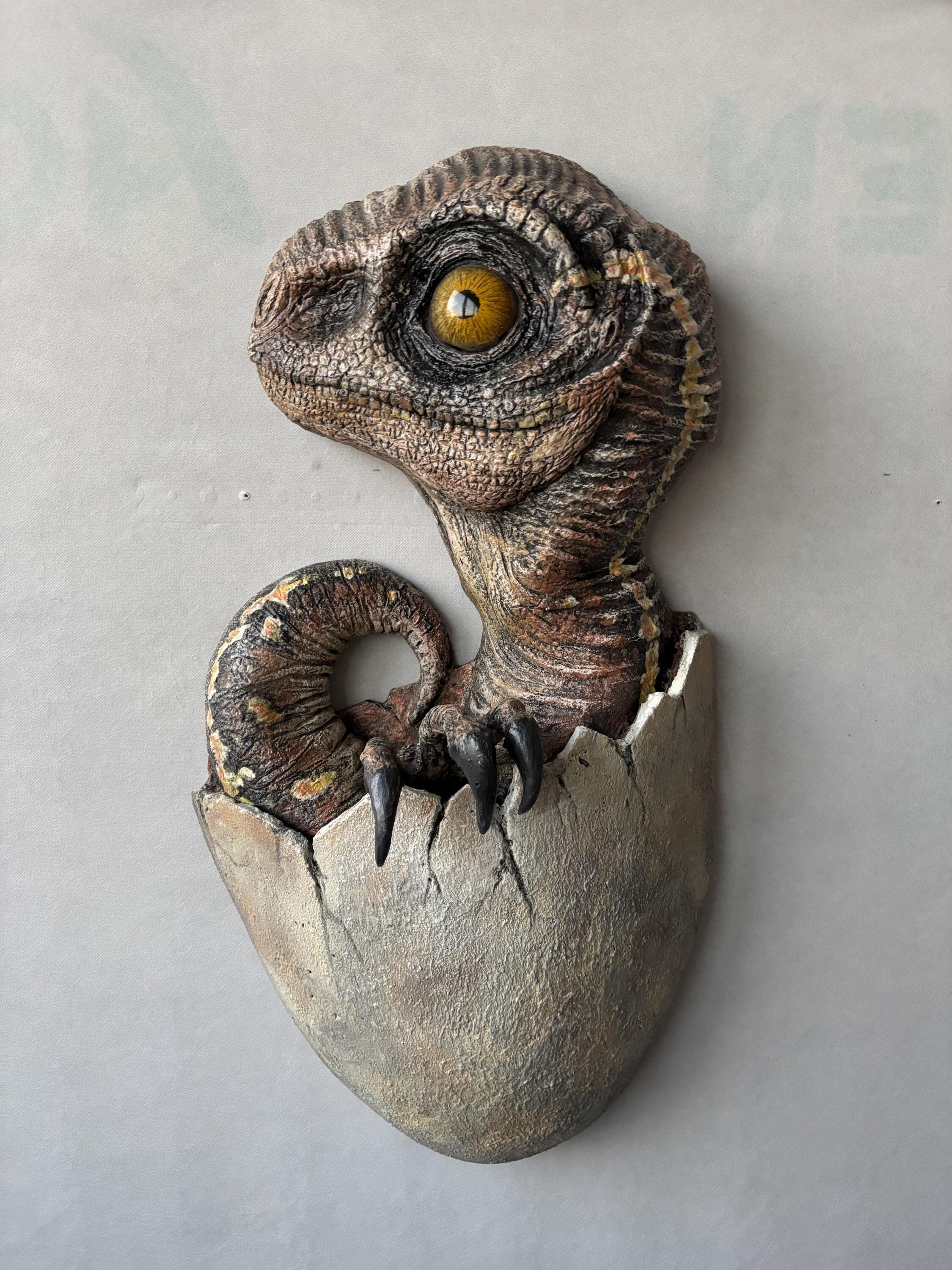 Life-sized Hatching Velociraptor Dino Egg Wall Sculpture Prehistoric ...