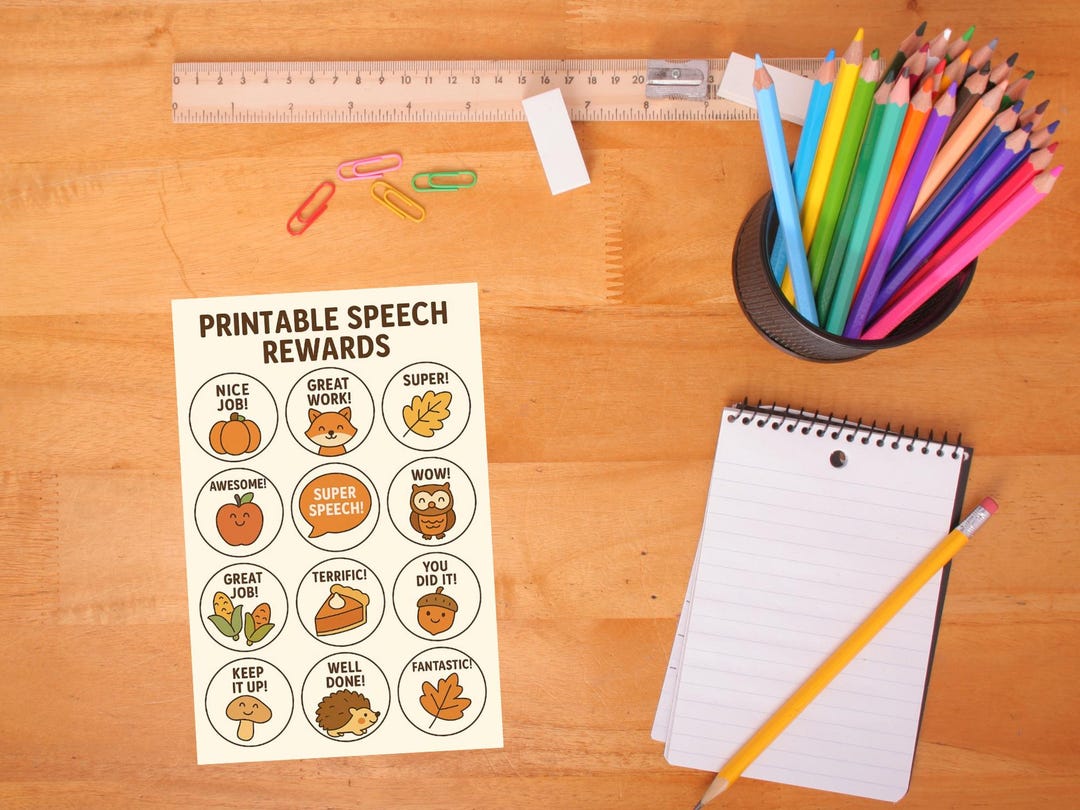 Fall Speech Therapy Reward Stickers | Printable Classroom Incentives ...