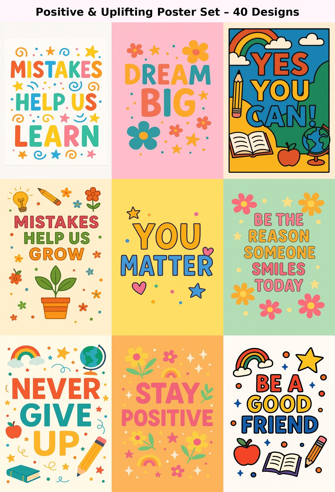 Motivational Classroom Posters: Growth Mindset, Affirmations (PDF ...