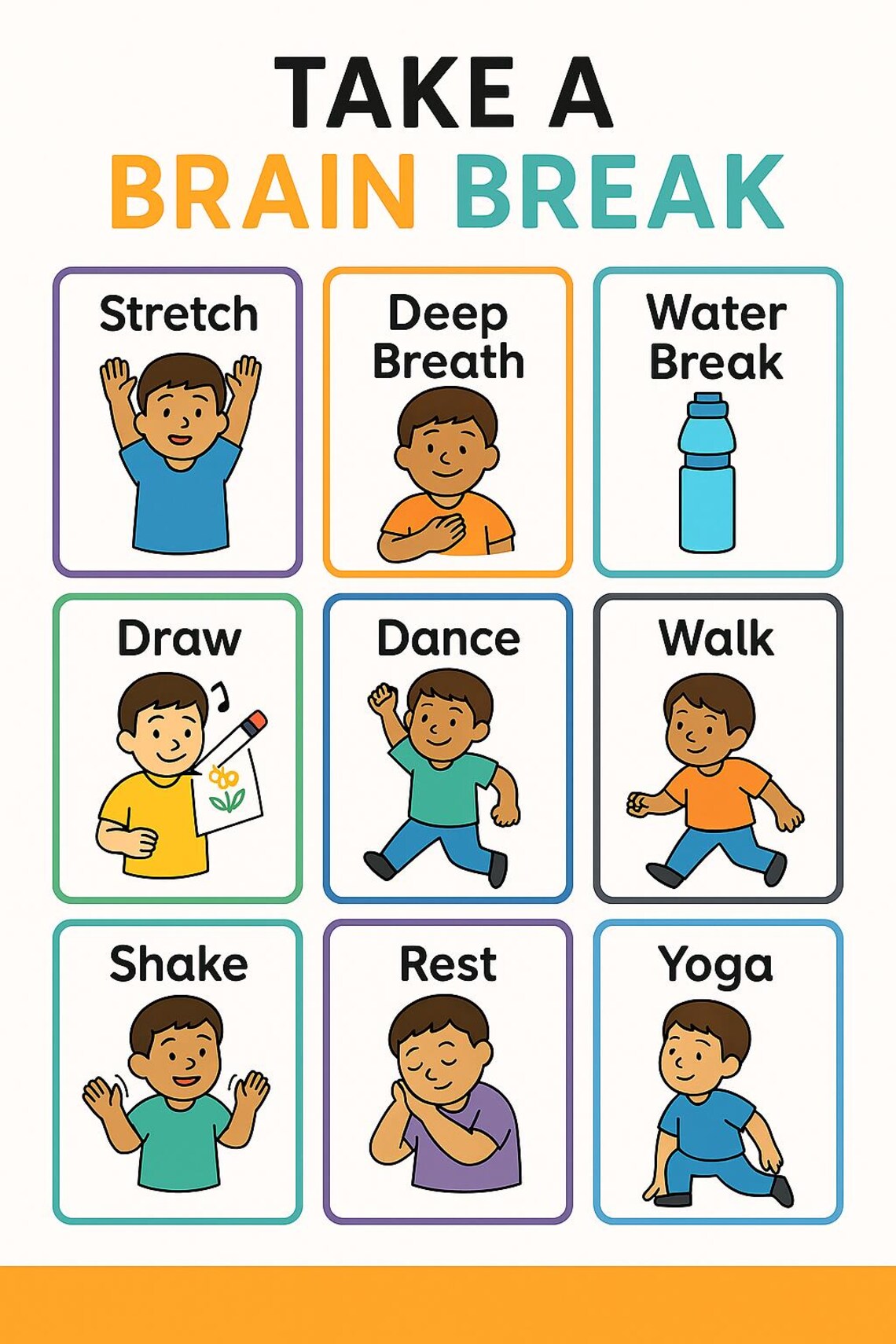 Brain Break Cards for Kids: Movement & Mindfulness Activity Prompts ...