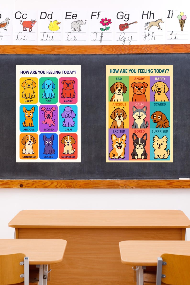 Dog Emotion Posters: Feelings Chart for Kids, Classrooms (printable PDF ...