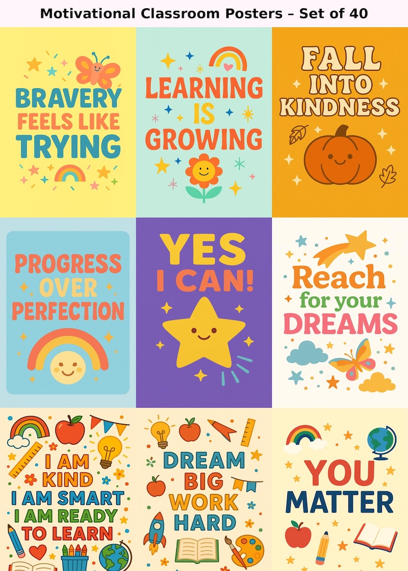 Motivational Classroom Posters: Growth Mindset, Affirmations (PDF ...