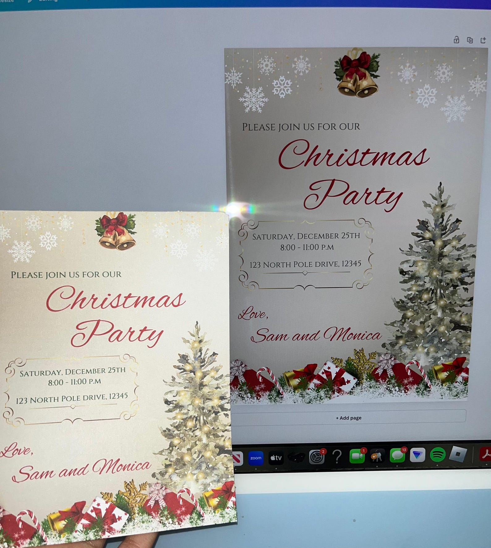 Customizable Christmas Party Invitation, 5x7 Inches, Beautiful Golden ...
