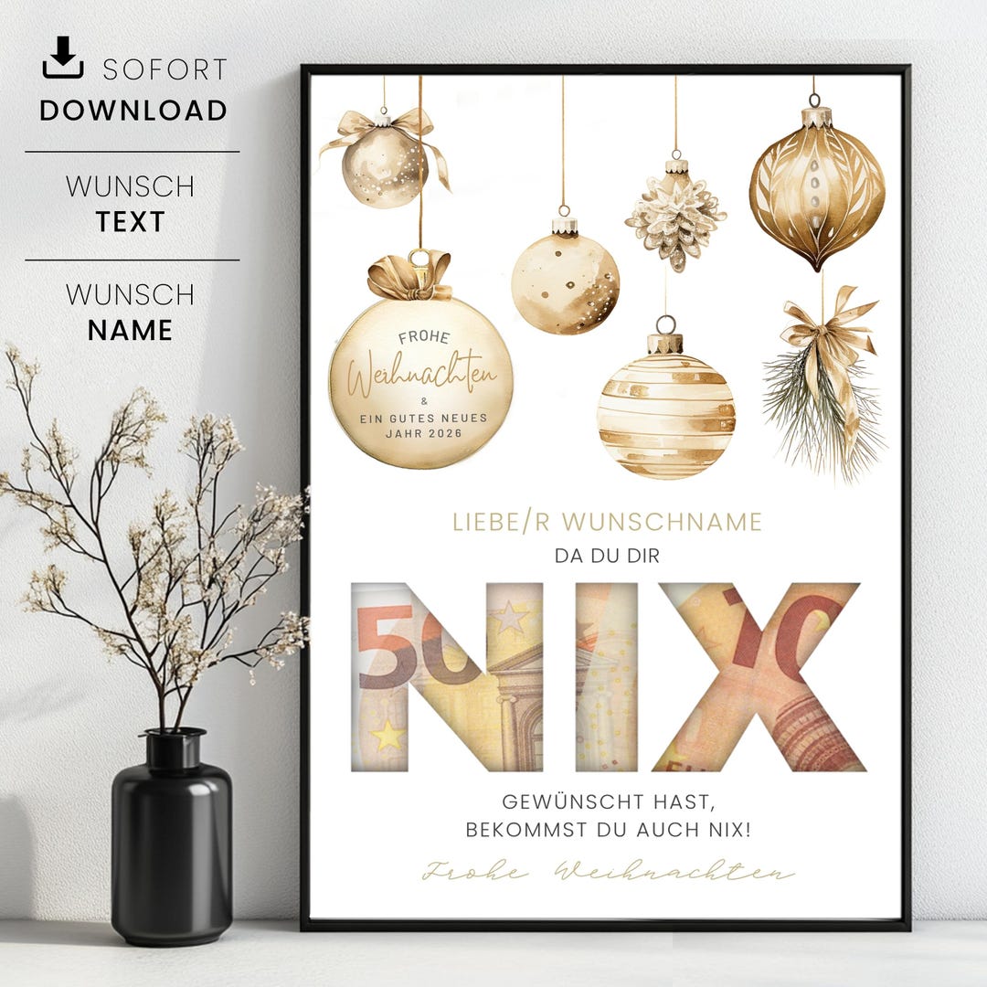 Cash Gift "nothing" Christmas Gift, Template for Self-printing, "you ...