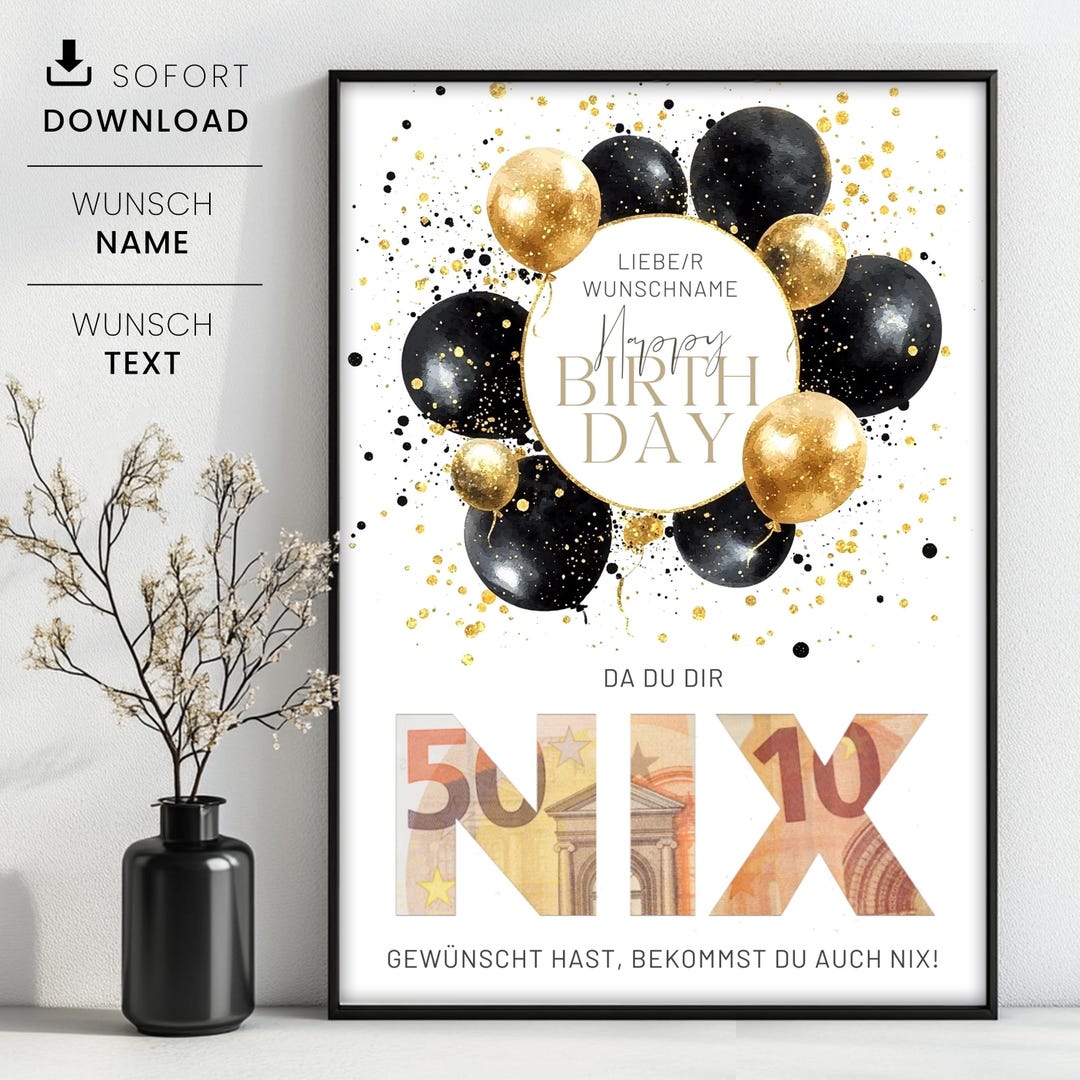 Geldgeschenk "NIX" zum Geburtstag Vorlage zum Selbstausdrucken ...