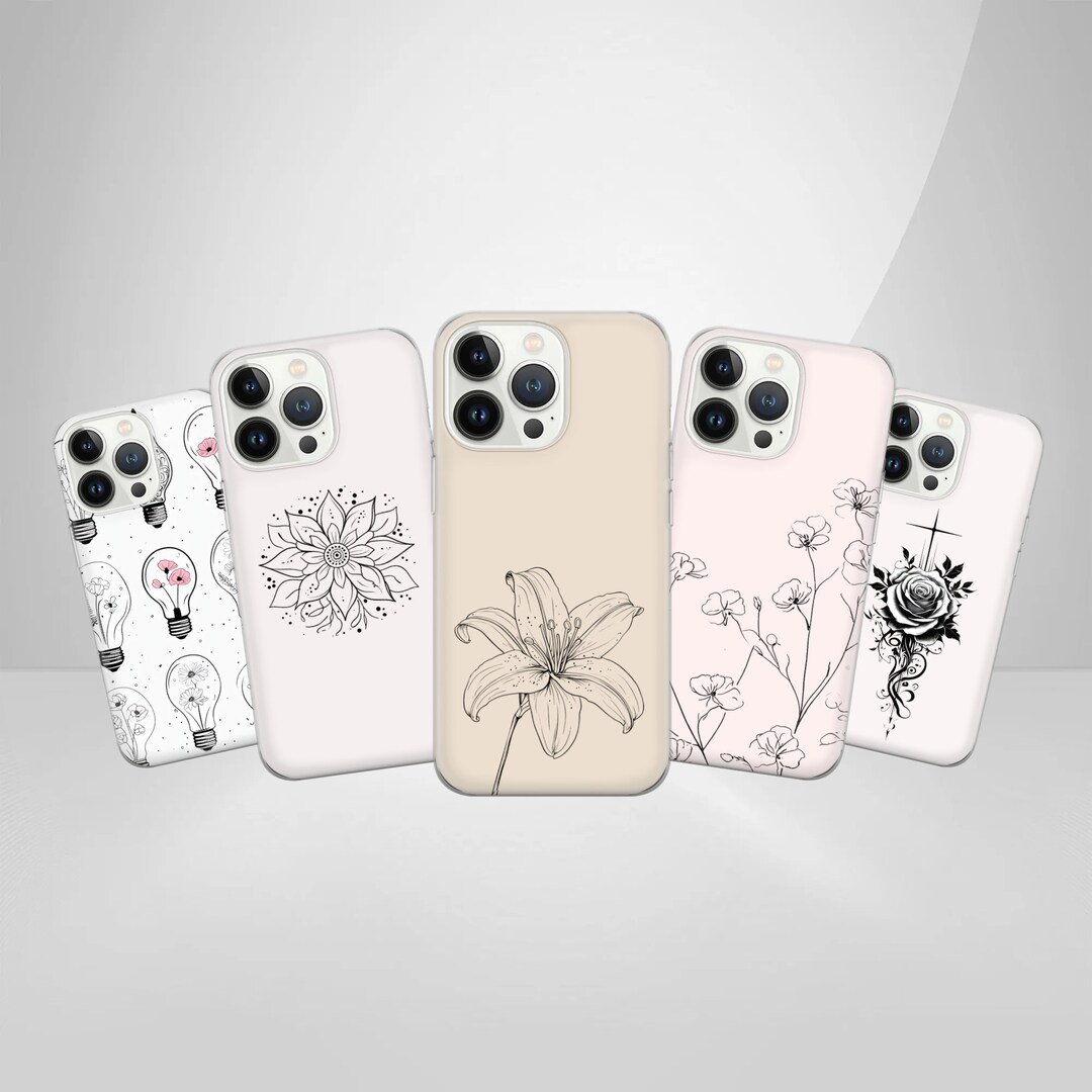 Line Art Phone Case Ink Art Cover for iPhone 16e, 15, 14, 13, 12, 11 ...