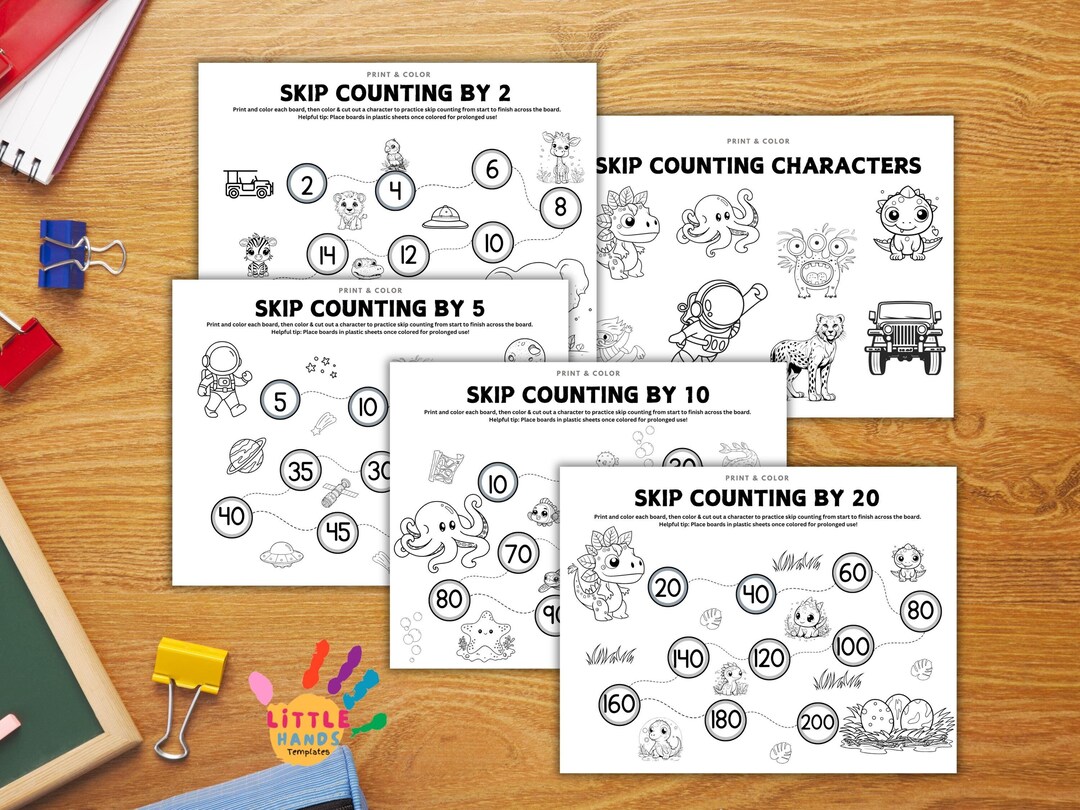 Skip Counting Board SET (4) - Print & Color, Homeschool Resources ...