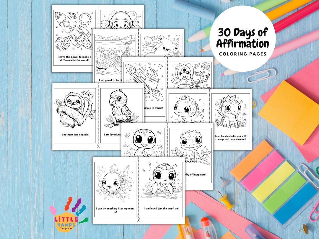 30 Daily Affirmation Coloring Pages for Kids! Print & Color ...