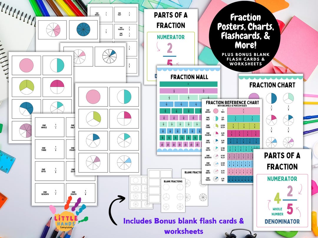 Fraction Charts & Flash Cards Bundle: Homeschool Math Resources ...