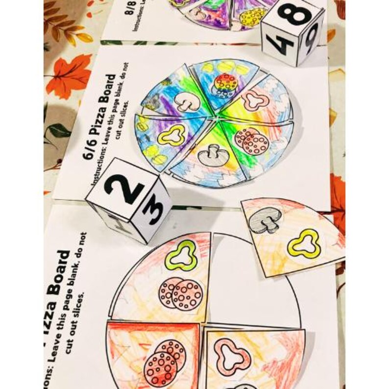 Fraction Learning Game, Printable Pizza Fraction Game, Early Math ...