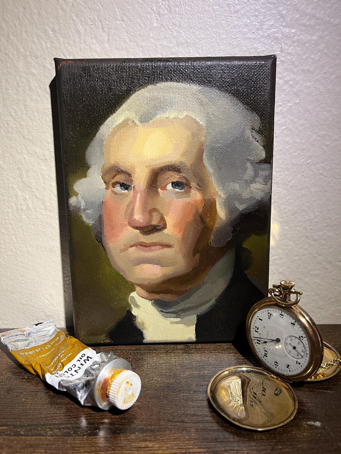 Oil Portrait Painting of George Washington, Small 5x7 Inch, Victorian ...