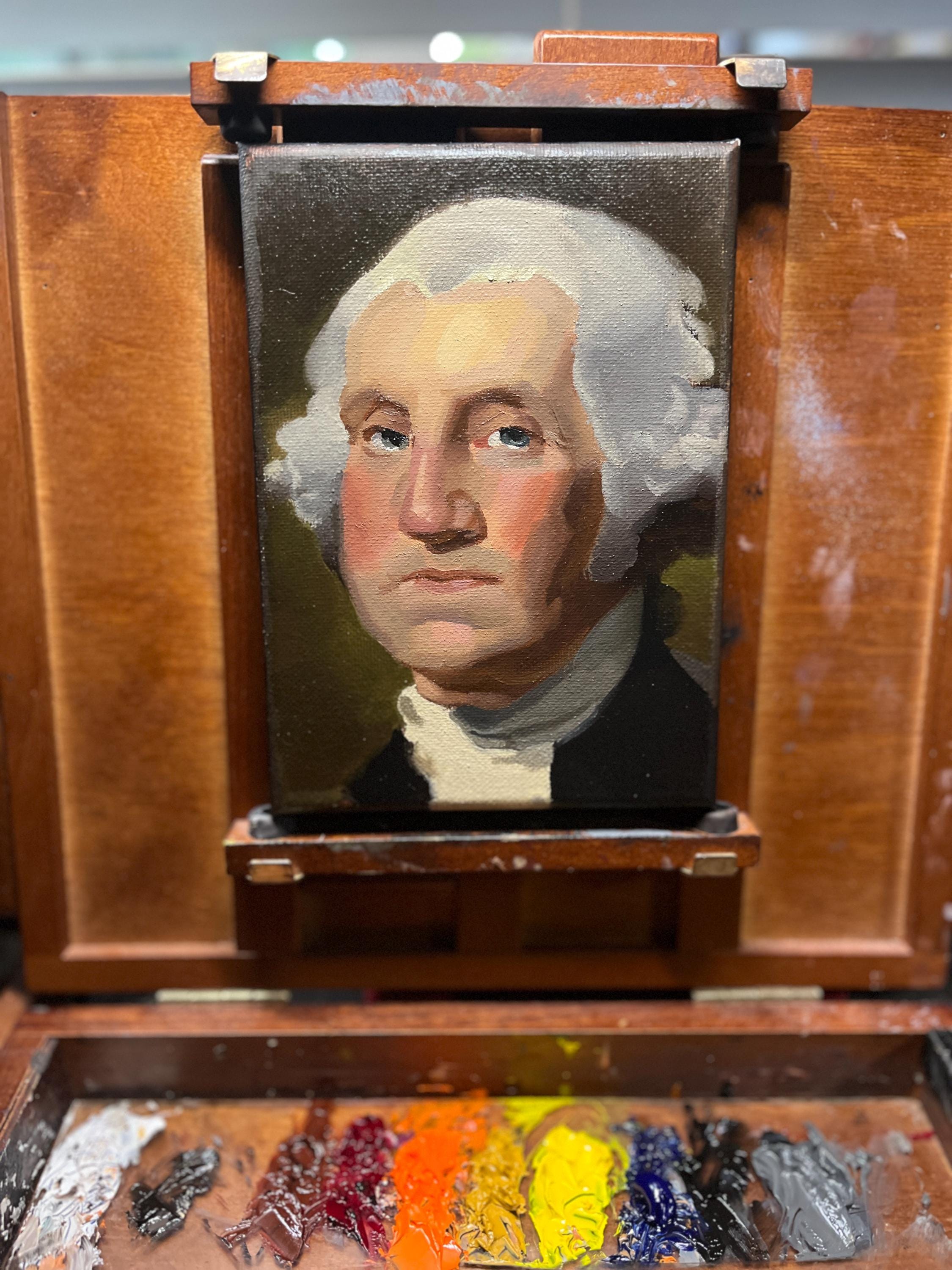 Oil Portrait Painting of George Washington, Small 5x7 Inch, Victorian ...