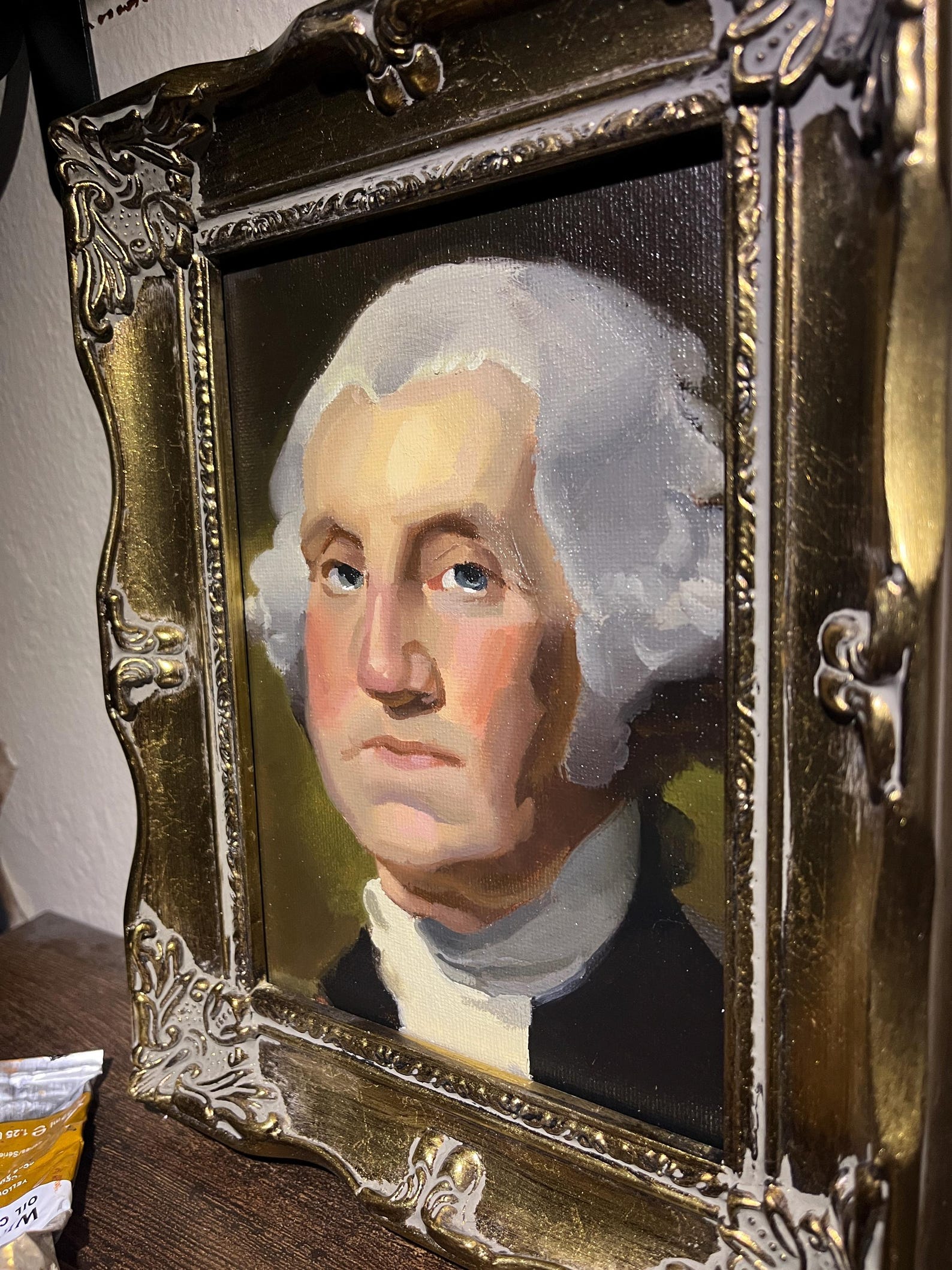 Oil Portrait Painting of George Washington, Small 5x7 Inch, Victorian ...