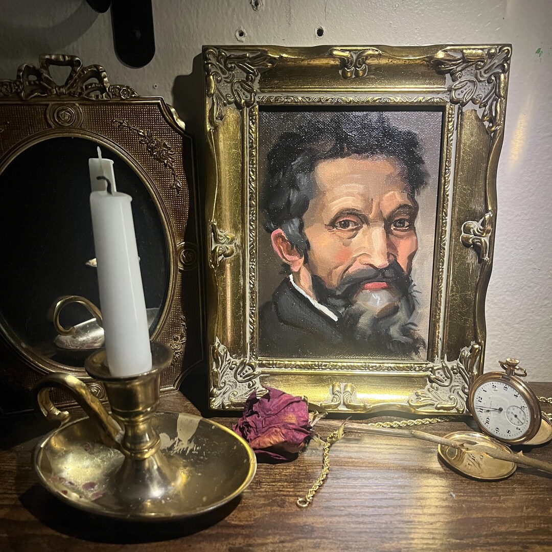 Oil Portrait Painting of Michelangelo, 5x7 Canvas, Wall Art ...