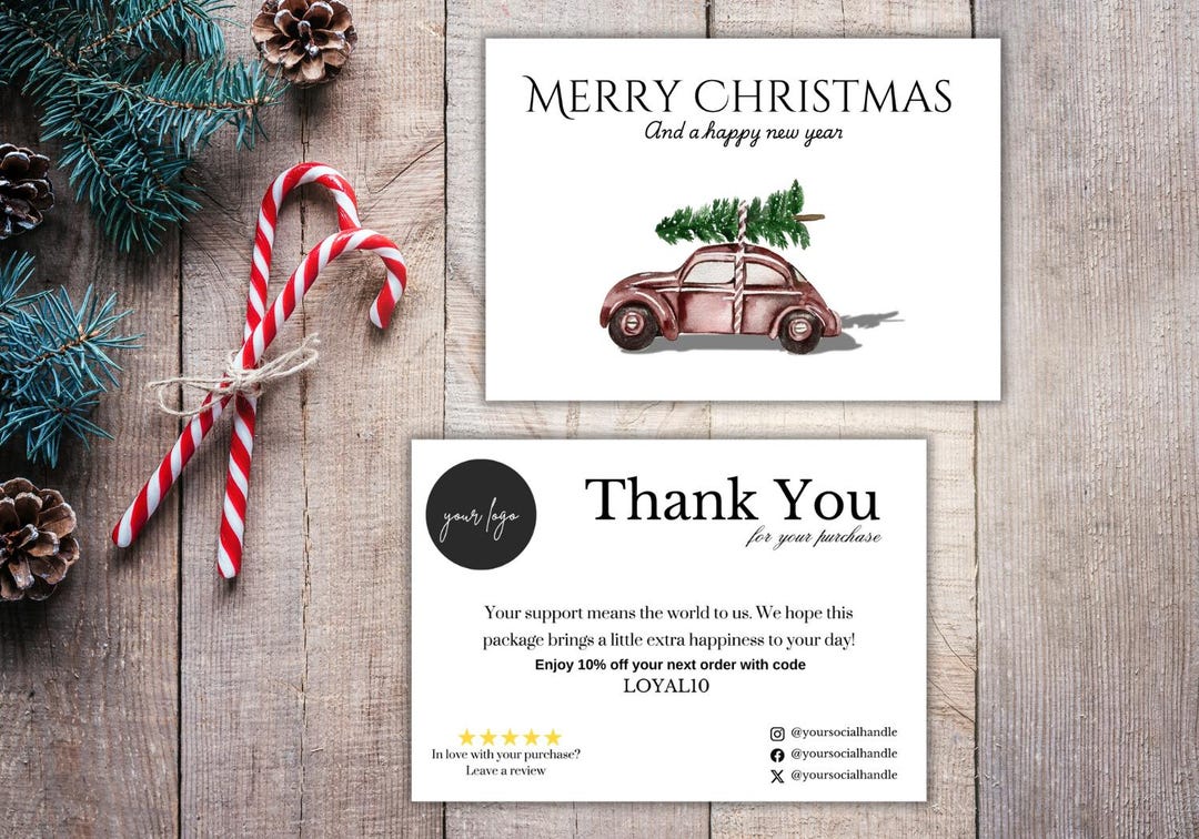 Editable Christmas Thank You Card - Business Template - Etsy