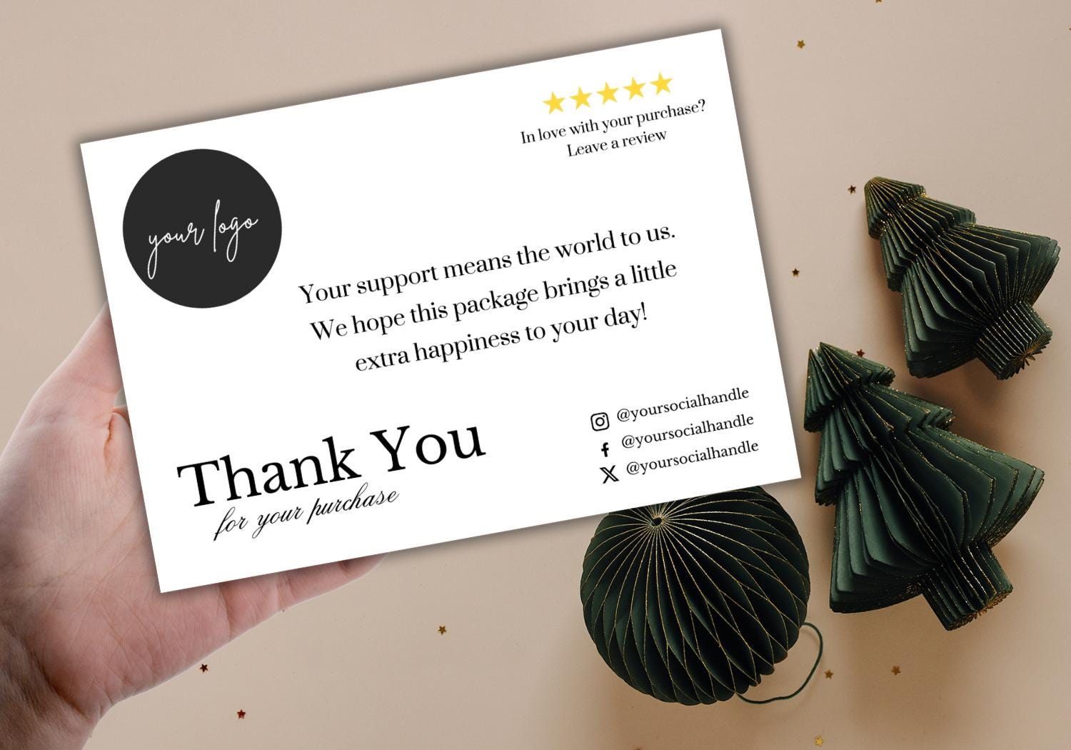 Editable Christmas Thank You Card - Business Template - Etsy