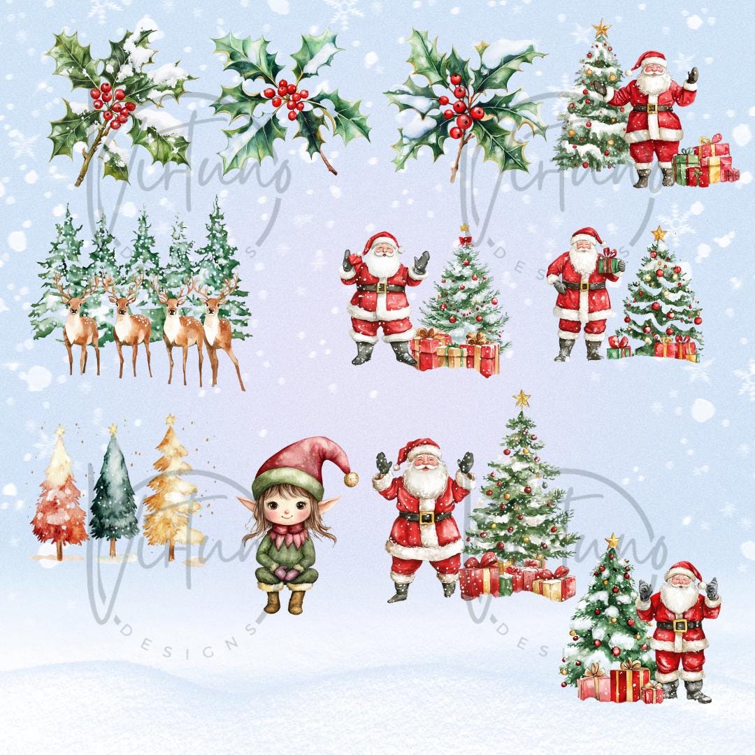 Christmas Clip Art Bundle, Christmas Clipart Png Bundle, Clip Art ...