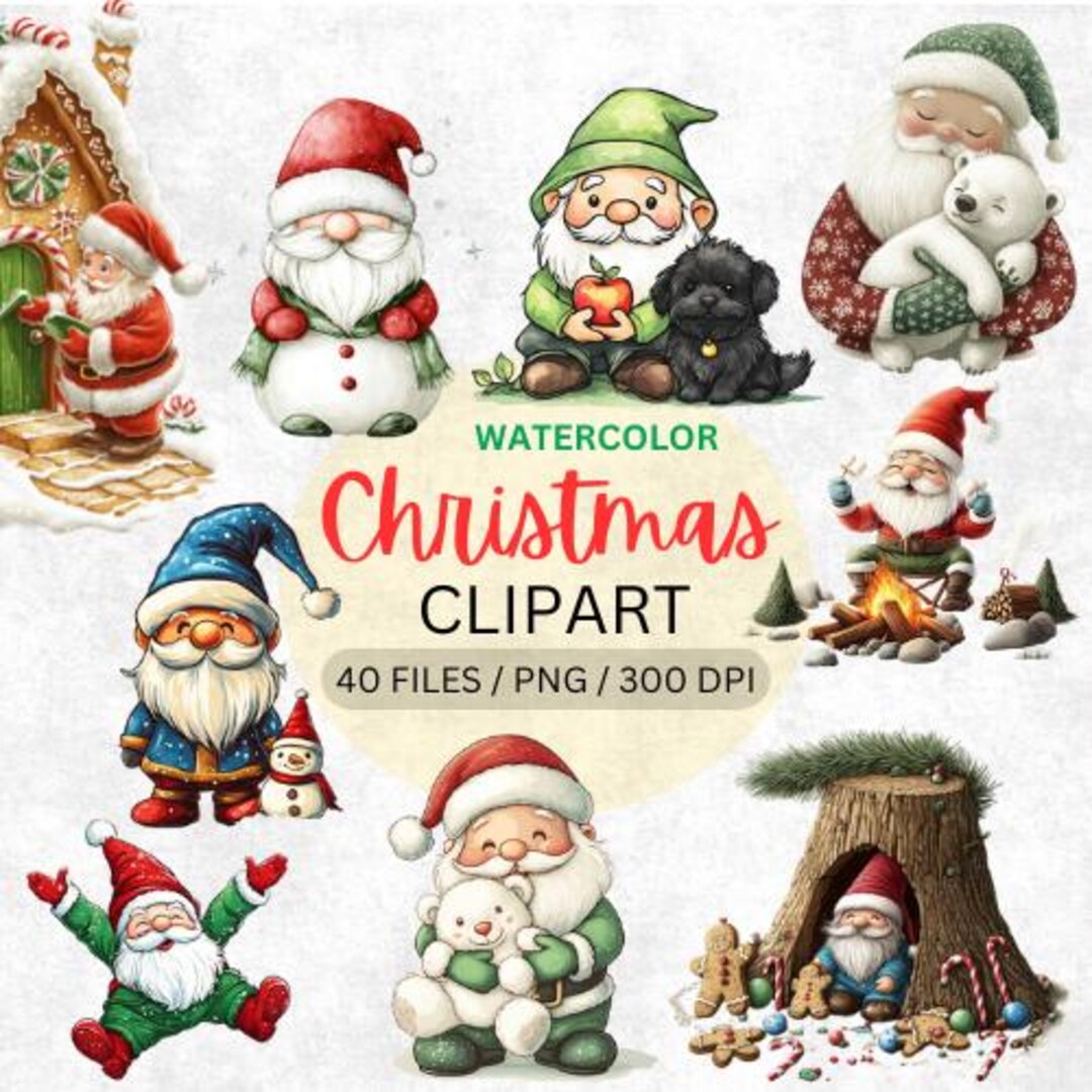40 Christmas Clipart, Santa's Clipart, Christmas Time Clipart, Cute ...