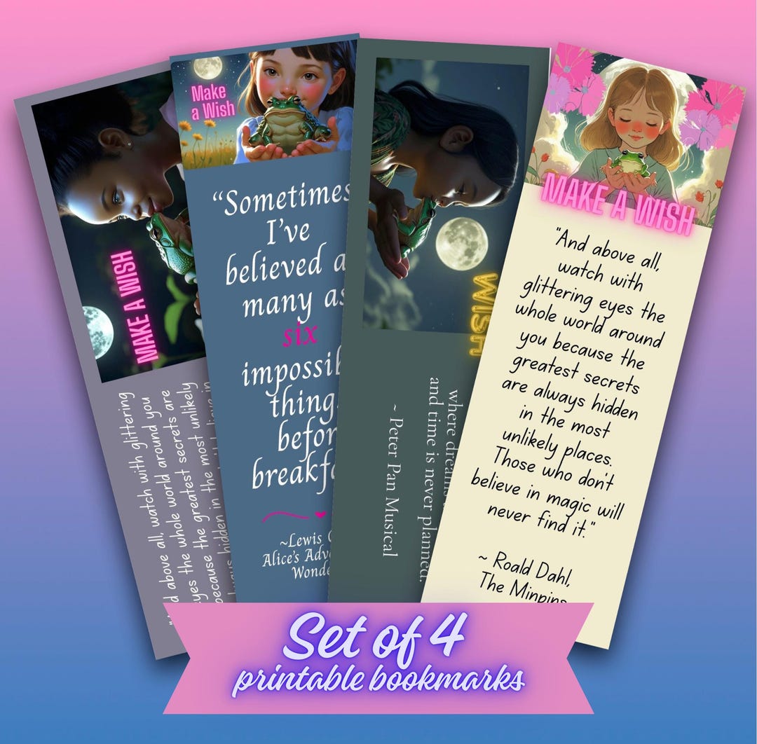 Make a Wish - Set of 4 Printable Bookmarks - Digital Download - Etsy