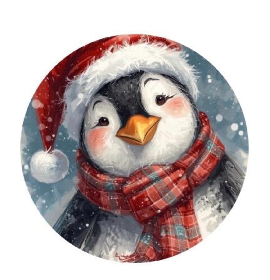 Round Holiday Penguins Printable Gift Tags Stickers - Set of 12 ...