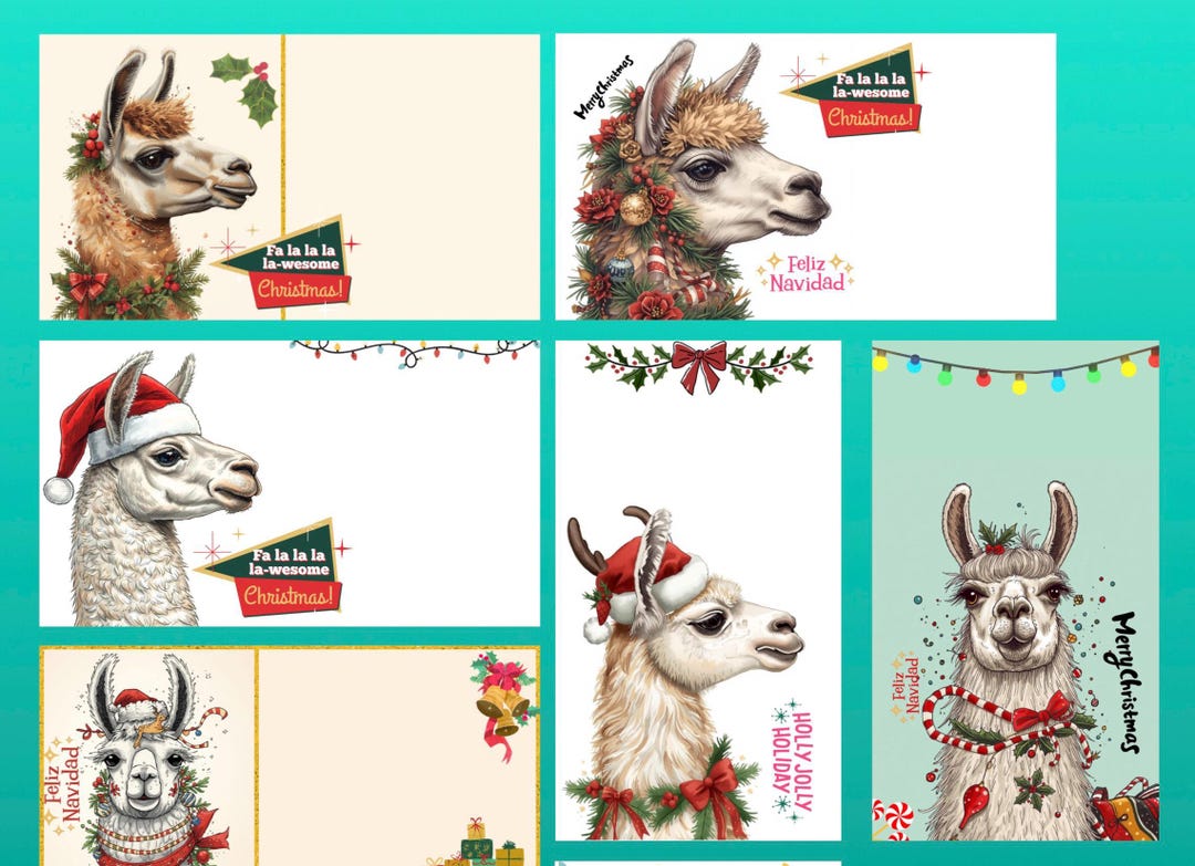 Christmas Holiday Llama Printable Gift Tags - Digital Download - Set of ...