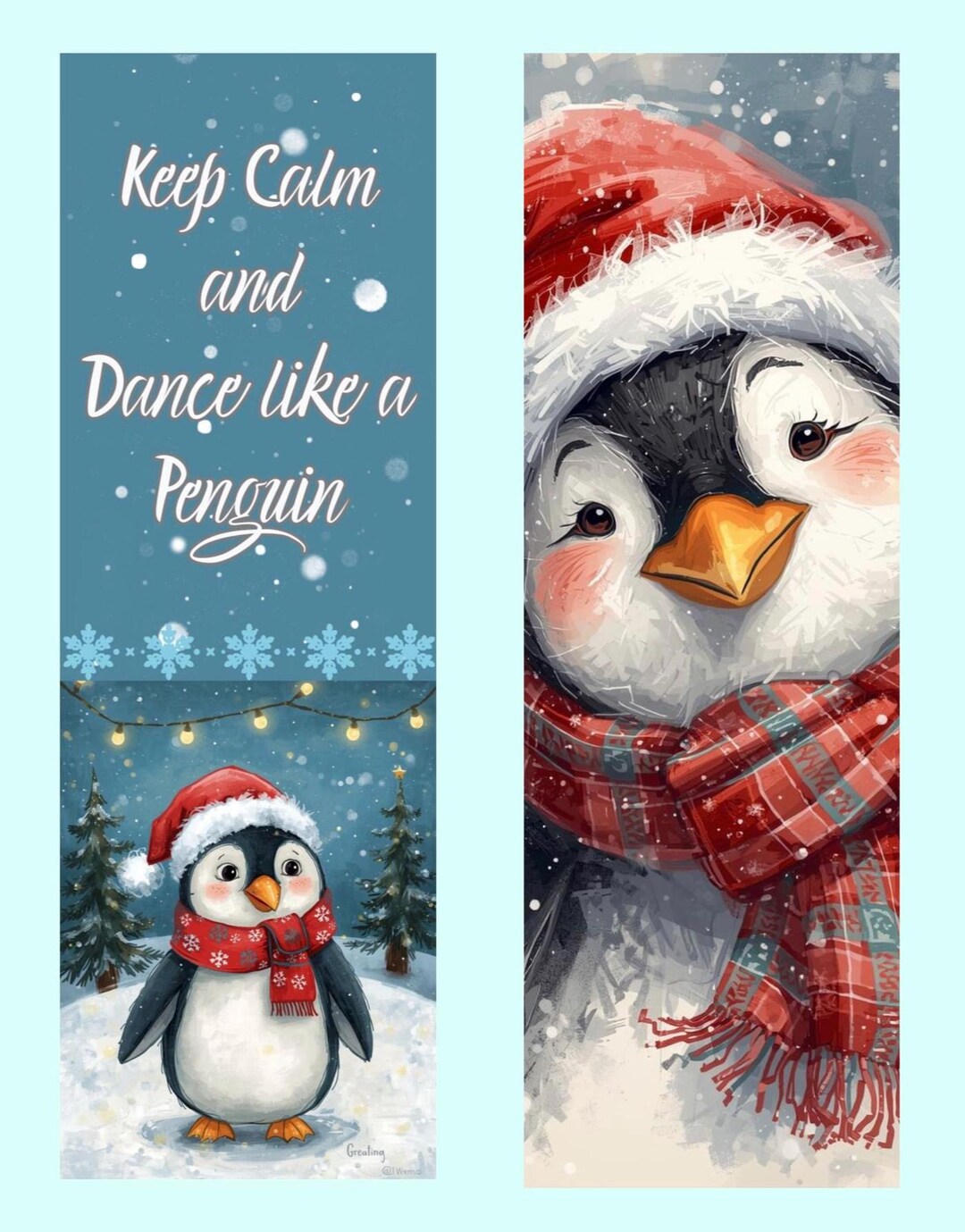 Holiday Penguins Printable Bookmarks - Digital Download - Set of 4 - Etsy