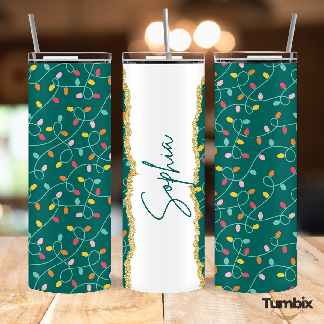 Personalized 20 Oz Christmas String Lights Tumbler With Name, Custom ...