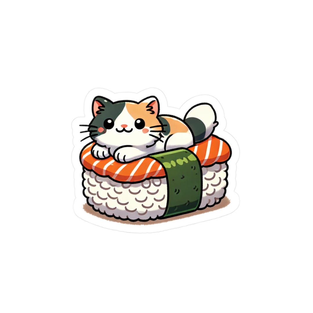 Cute Cat Sushi Kiss-cut Vinyl Decals, Fun Outdoor Stickers, Cat Lover ...