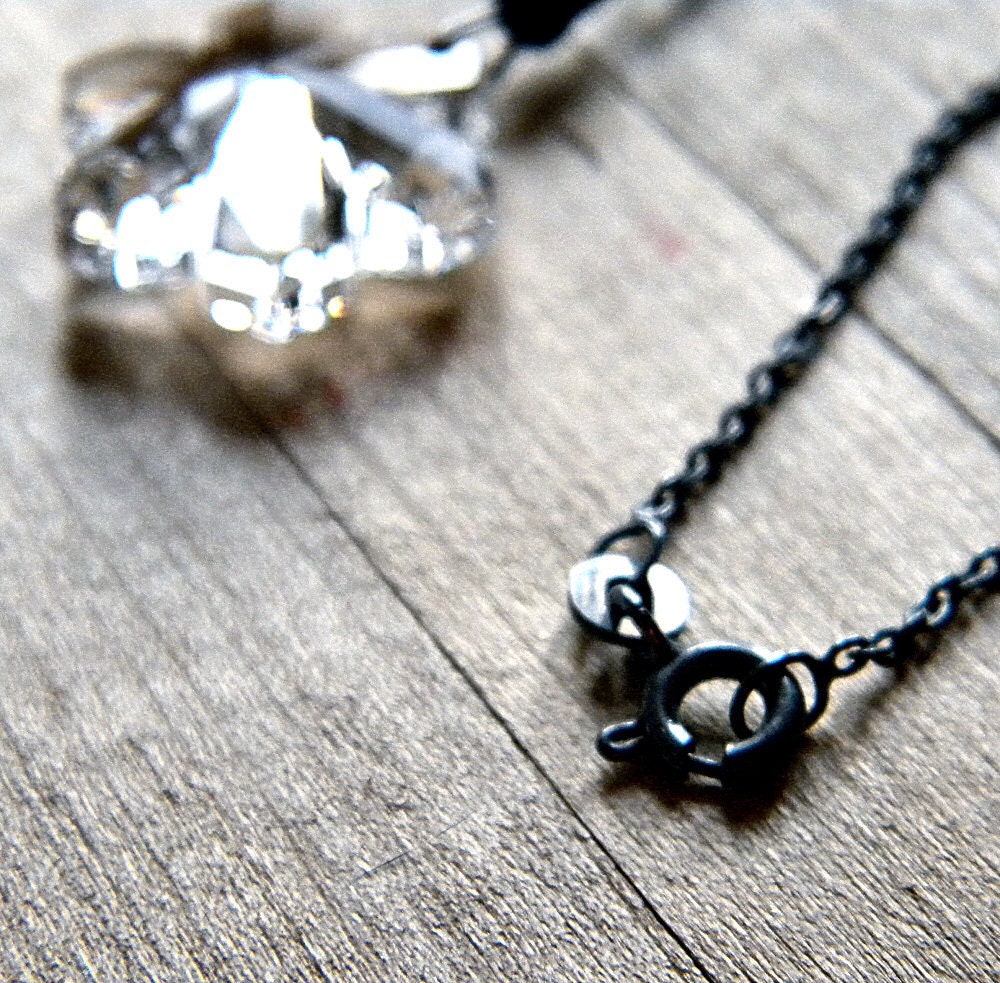 Snowflake Necklace, Swarovski Crystal Clear Snow Oxidized Sterling ...