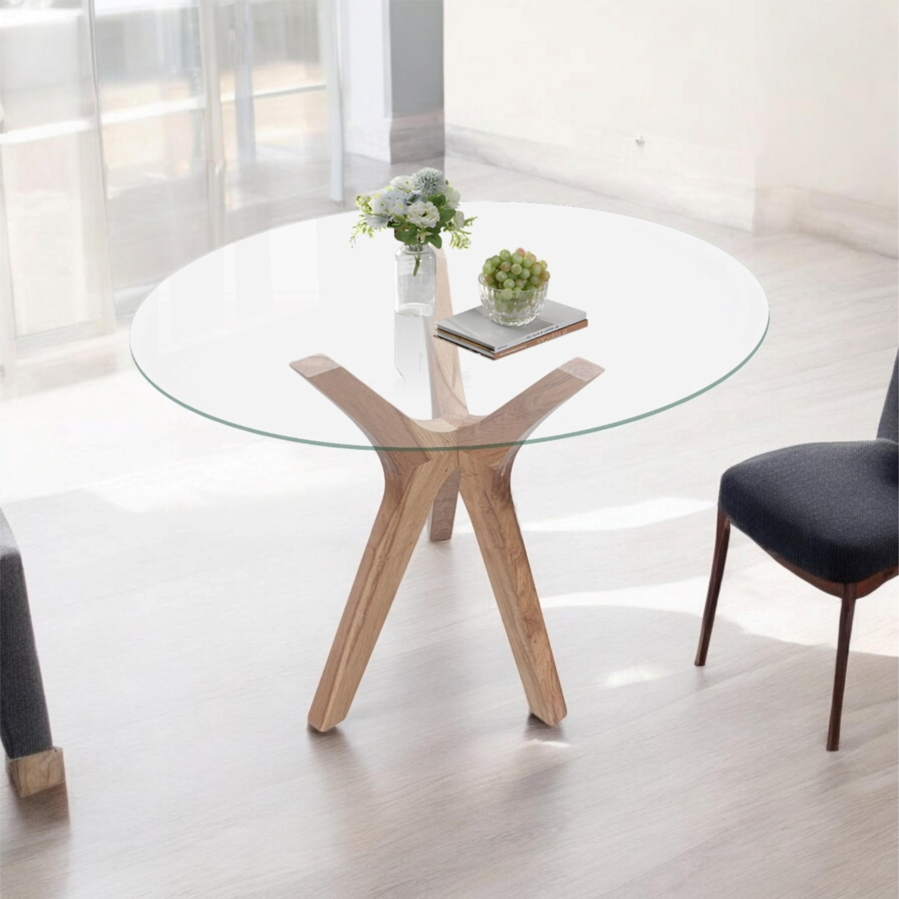 Handcrafted Solid Oak Wood Round Table Leg Modern, Natural Design ...