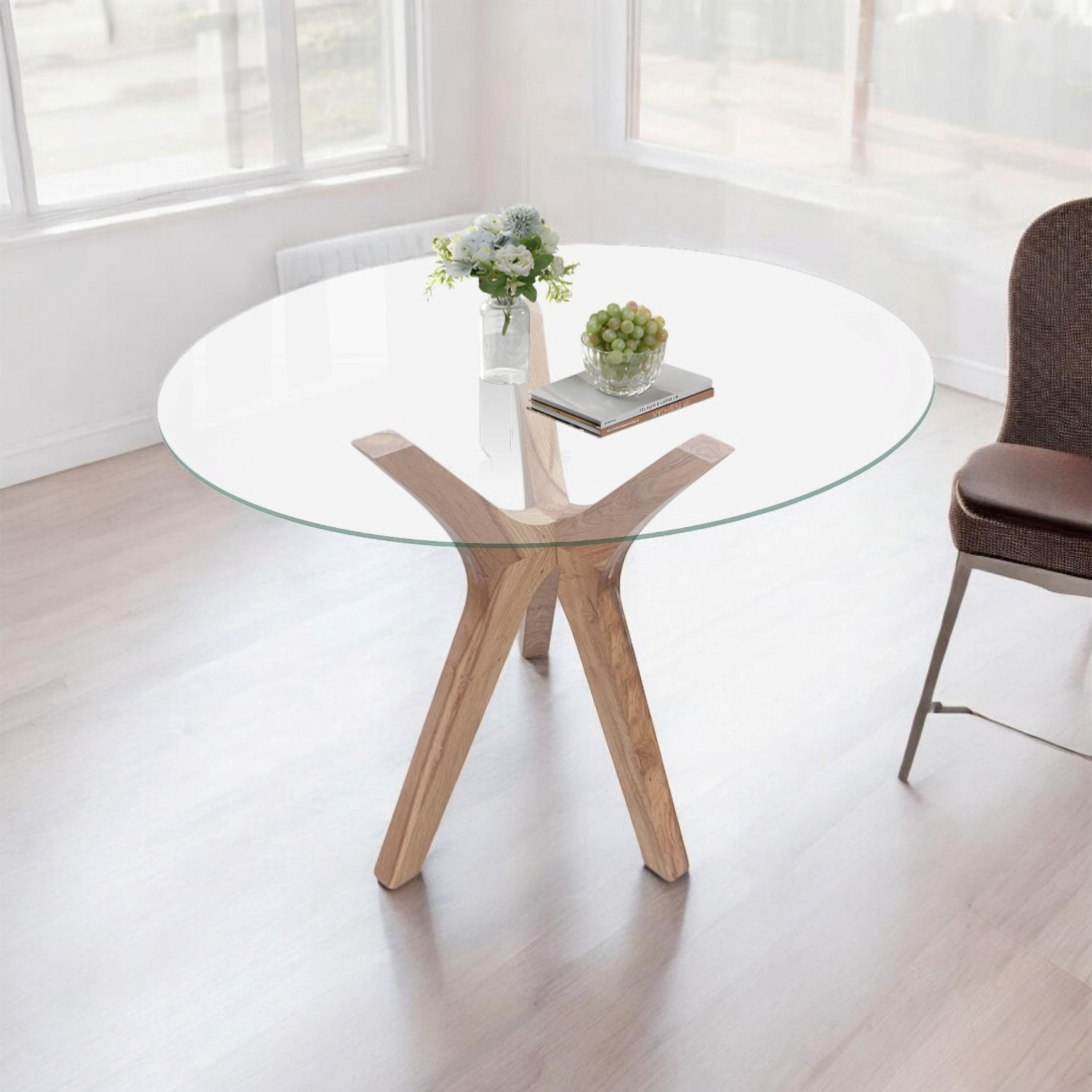 Handcrafted Solid Oak Wood Round Table Leg Modern, Natural Design ...