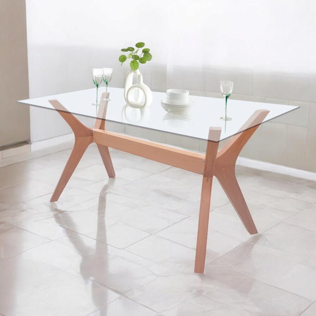 Handcrafted Solid Beech Wood Table Leg Modern, Natural Design, Kitchen ...