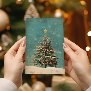 Vintage Christmas Tree Personalized Christmas Card, Holiday Greeting ...