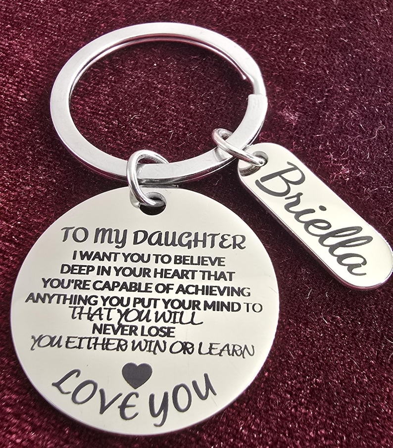 Personalized Daughter Keychain: Engraved Stainless Steel Gift - Etsy