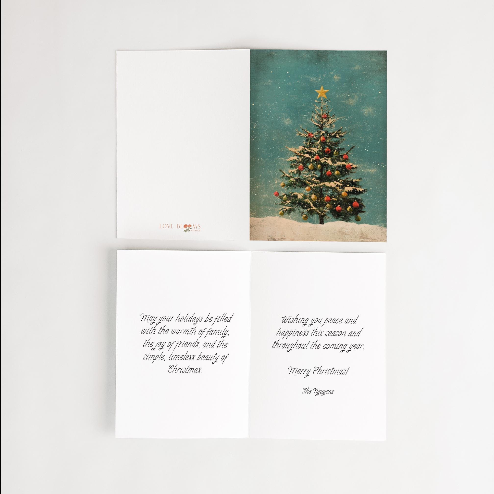 Vintage Christmas Tree Personalized Christmas Card, Holiday Greeting ...